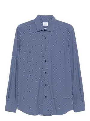 MAZZARELLI Lapel Long Sleeve Shirt - Blue