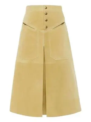 CHLOÉ Chloe Suede Knee-Length Skirt With Gold Hardware