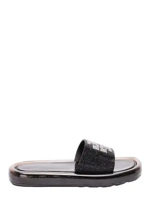 Tory Burch Embellished Logo Slip-on Sandals - Black