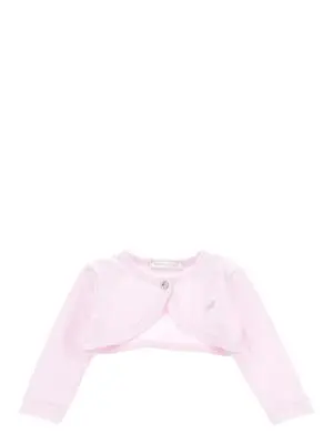 Monnalisa Rhinestone-logo Cropped Cardigan - Pink