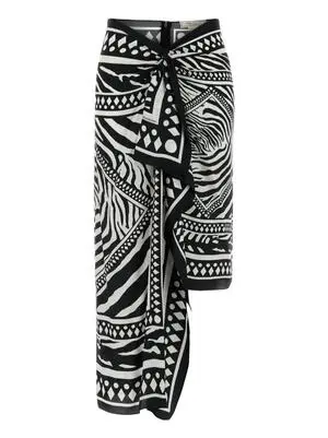 Blumarine Asymmetrical Foulard-print Skirt - Black