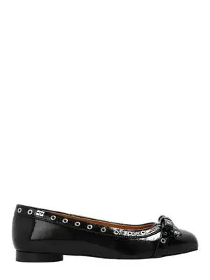 GANNI Eyelet Bow Ballerinas - Black