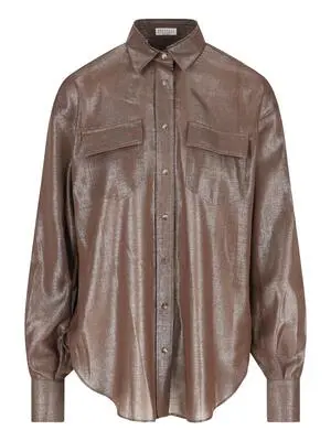 BRUNELLO CUCINELLI Brunello Cucinelli Metallic-Effect Long-Sleeve Shirt