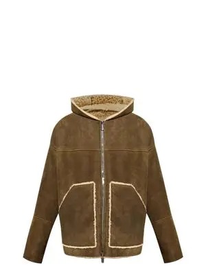 Dsquared2 Zip-up Hooded Leather Coat - Brown