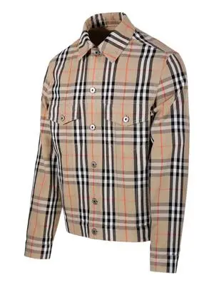 Burberry Checked Long-sleeved Jacket - Nude