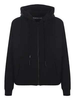 Off-White Logo Embroidered Zip-up Hoodie - Black