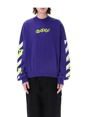 Off-White Logo-print Long-sleeve Sweatshirt - Blue