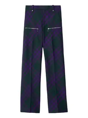 Burberry Check-pattern Wide-leg Trousers - White