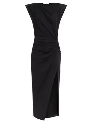 Isabel Marant Étoile Isabel Marant Ruched Midi Dress With Front Slit Black