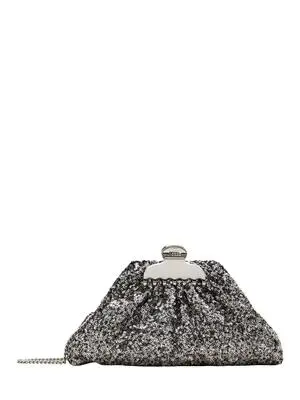 Marc Jacobs Sequin Logo Clutch Bag - Black