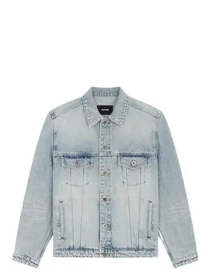 We11Done Denim Jacket With Embroidered Logo - Gray