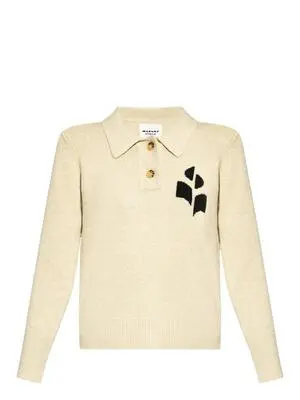 Isabel Marant Étoile Nola Logo Intarsia Polo Jumper - Gray