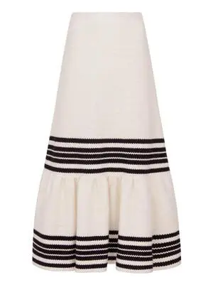 Dior Textured Striped Midi Skirt - Multicolor