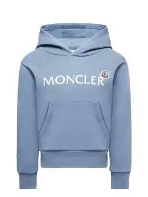 Moncler Logo Cotton Hoodie - Cobalt Blue
