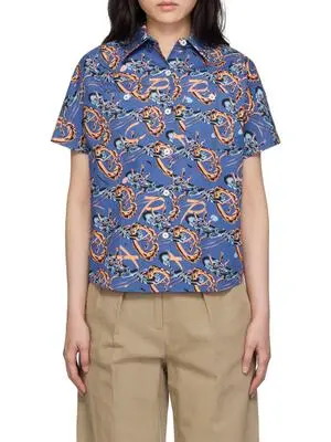 A.p.c. X Brain Dead Printed Short Sleeve Shirt - Blue