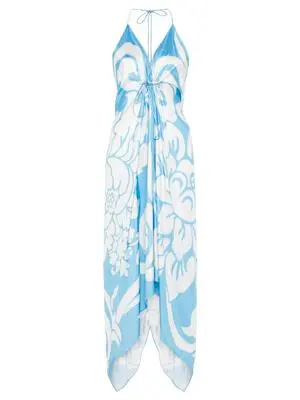 Etro Floral Print Midi Dress - Blue