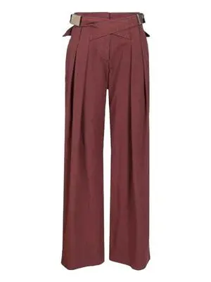 Attico Pleated Wide-leg Trousers With Buckled Belt - Violet