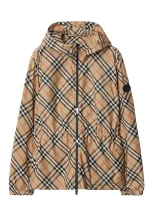 Burberry Checked Hooded Jacket - Sand
