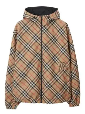 Burberry Check Zip-up Hooded Jacket - Nude