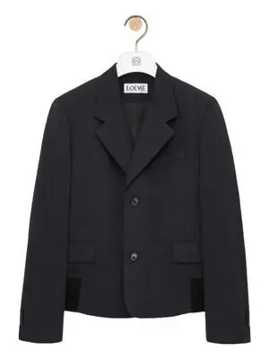 Loewe Single-breasted Gabardine Jacket With Notched Lapels - Grey