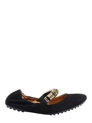 TOD'S Embellished Ballerina Flats - Black