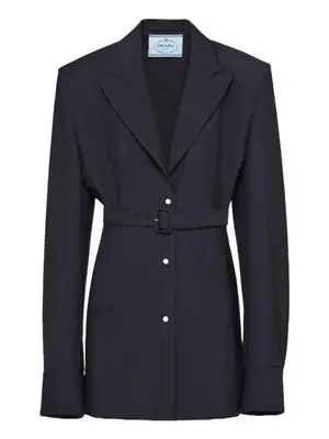 Prada Single-breasted Belted Shirt Jacket - Blue