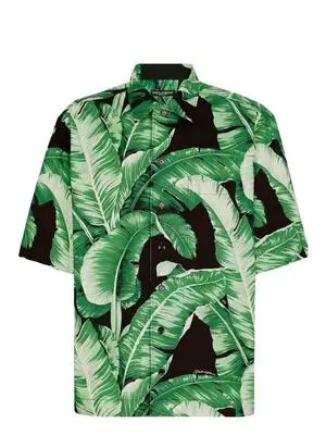 Dolce & Gabbana Leaf-print Silk Shirt - Green