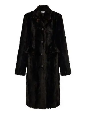 FERRAGAMO Single-breasted Fur Coat - Dark Espresso