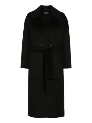 Max Mara Long-sleeved Coat With Notched Lapels - Black