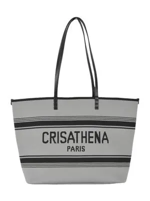 CRISATHENA Large Striped Tote Bag - Blackgrey