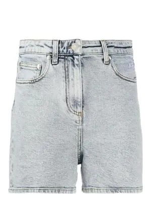 MSGM Classic Denim Shorts With Logo Detail - Gray