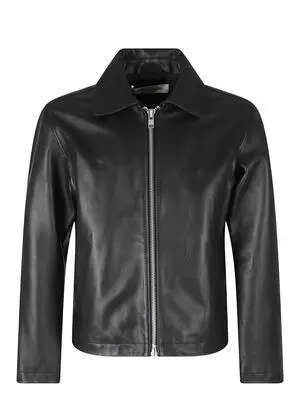 SUNFLOWER Leather Zip Jacket - Black