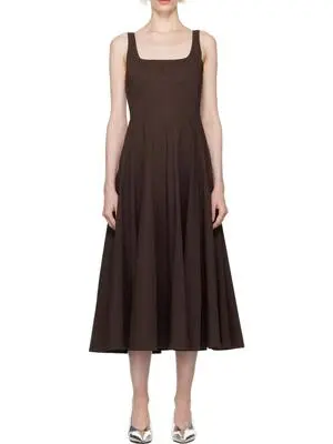STAUD Staud Wells Dress With Square Neck And Flared Hem