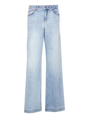 Liu Jo Wide Leg Jeans With Logo Patch - Blue