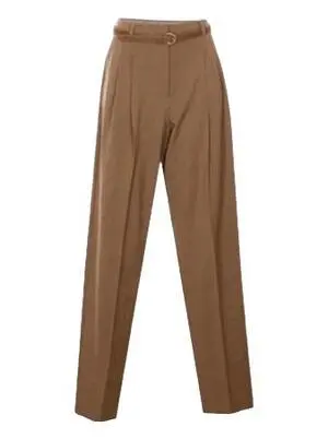 Max Mara Pleated Belted Trousers - Brown