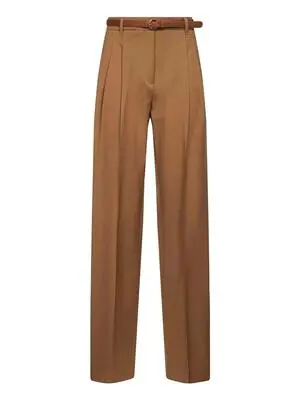 Max Mara Pleated Belted Trousers - Brown