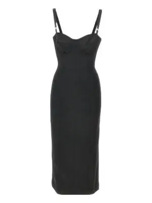 DOLCE & GABBANA Dolce & Gabbana Sweetheart Neck Spaghetti Strap Midi Dress