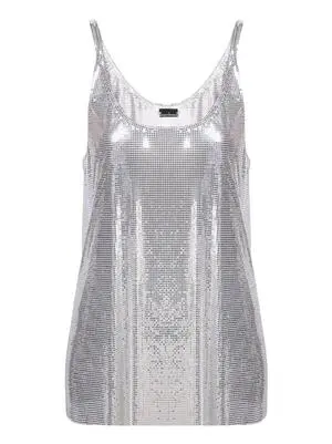 Rabanne Sleeveless Metallic Mesh Tank Top - Multicolor