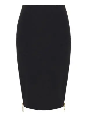 Elisabetta Franchi Zip Detailed Midi Crepe Skirt - Black