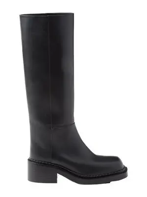 Prada Square-toe Knee-high Boots - Black