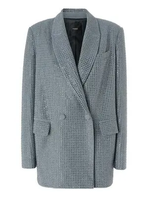 Pinko Embellished Double-breasted Oversized Blazer - Gray