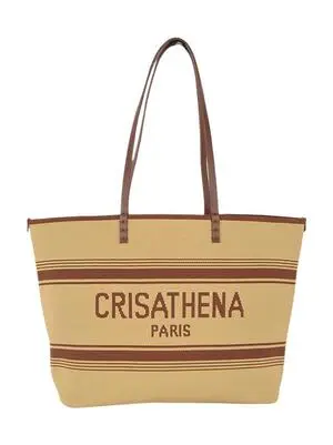 CRISATHENA Large Double Handle Shoulder Bag - Camel