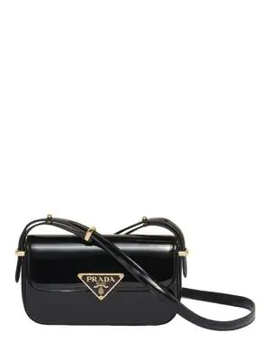 Prada Logo-plaque Foldover Top Shoulder Bag - Black