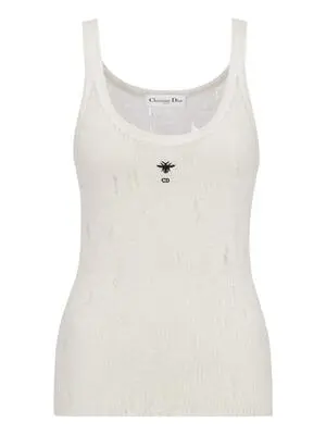 Dior Embroidered Bee Logo Tank Top - White