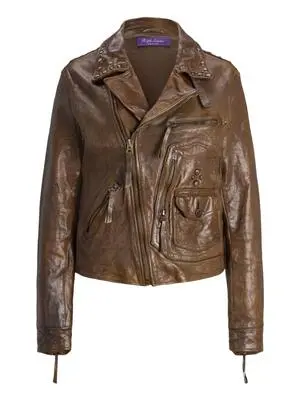 Ralph Lauren Studded Leather Moto Jacket - No
