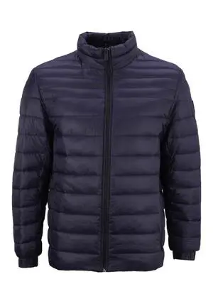 Hugo Boss Quilted Jacket With Stand Collar - Blue