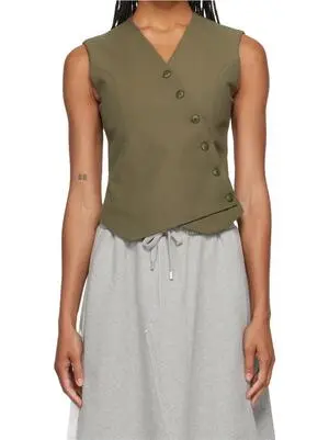 THE FRANKIE SHOP Sleeveless Button-fastening Top - Olive