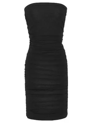 Saint Laurent Ruched Strapless Knit Dress - Black