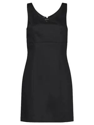 Prada Logo Plaque Sleeveless Mini Dress - Black