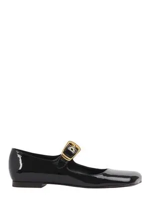 Chloé Polly Ballerina Flats With Carved Gold Buckle - Black